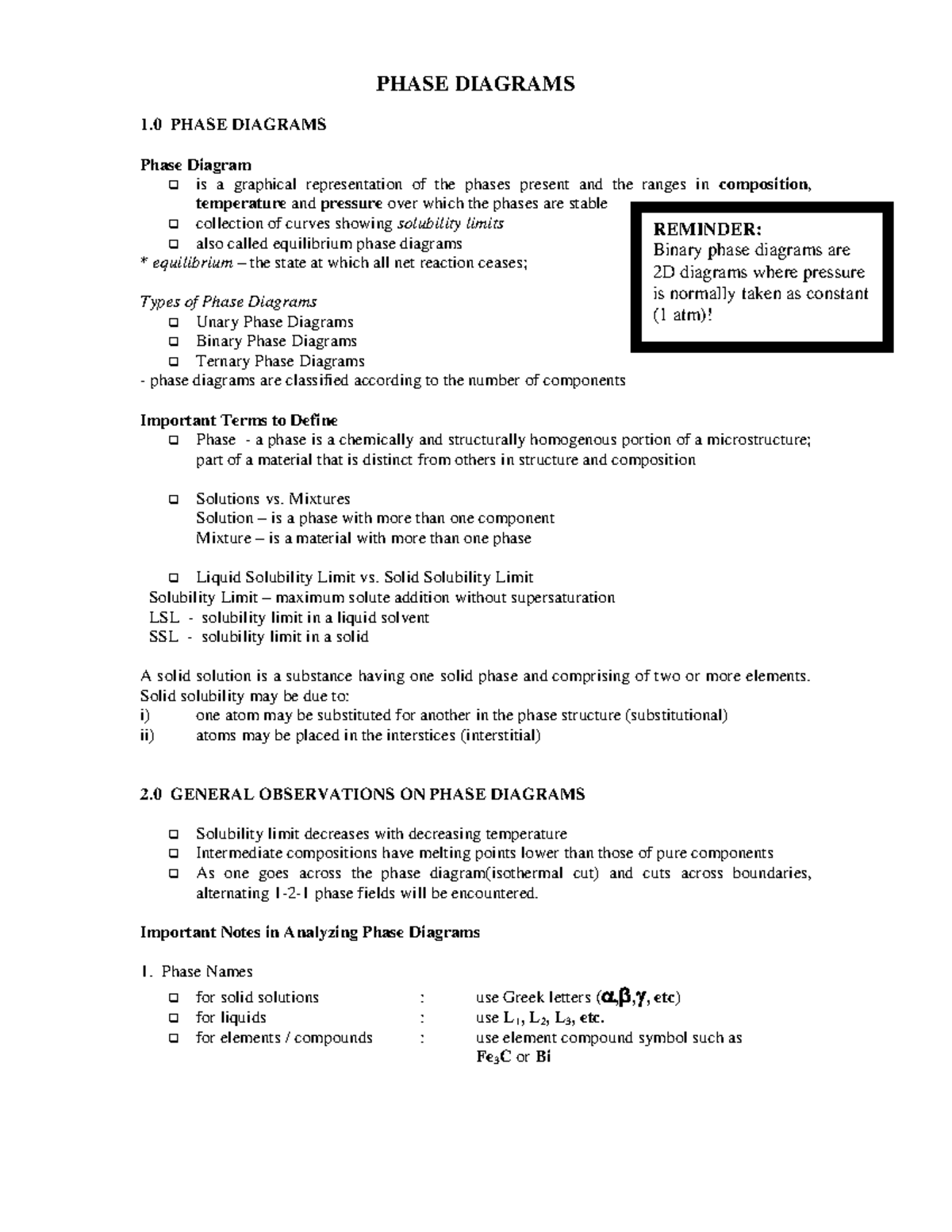 Phase Diagrams 2021 - PHASE DIAGRAMS 1 PHASE DIAGRAMS Phase Diagram is ...