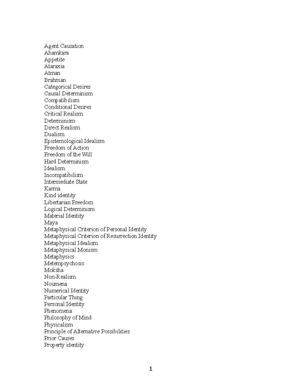 T3 Study guide-s21-1 - Agent Causation Ahamkara Appetite Ataraxia Atman ...