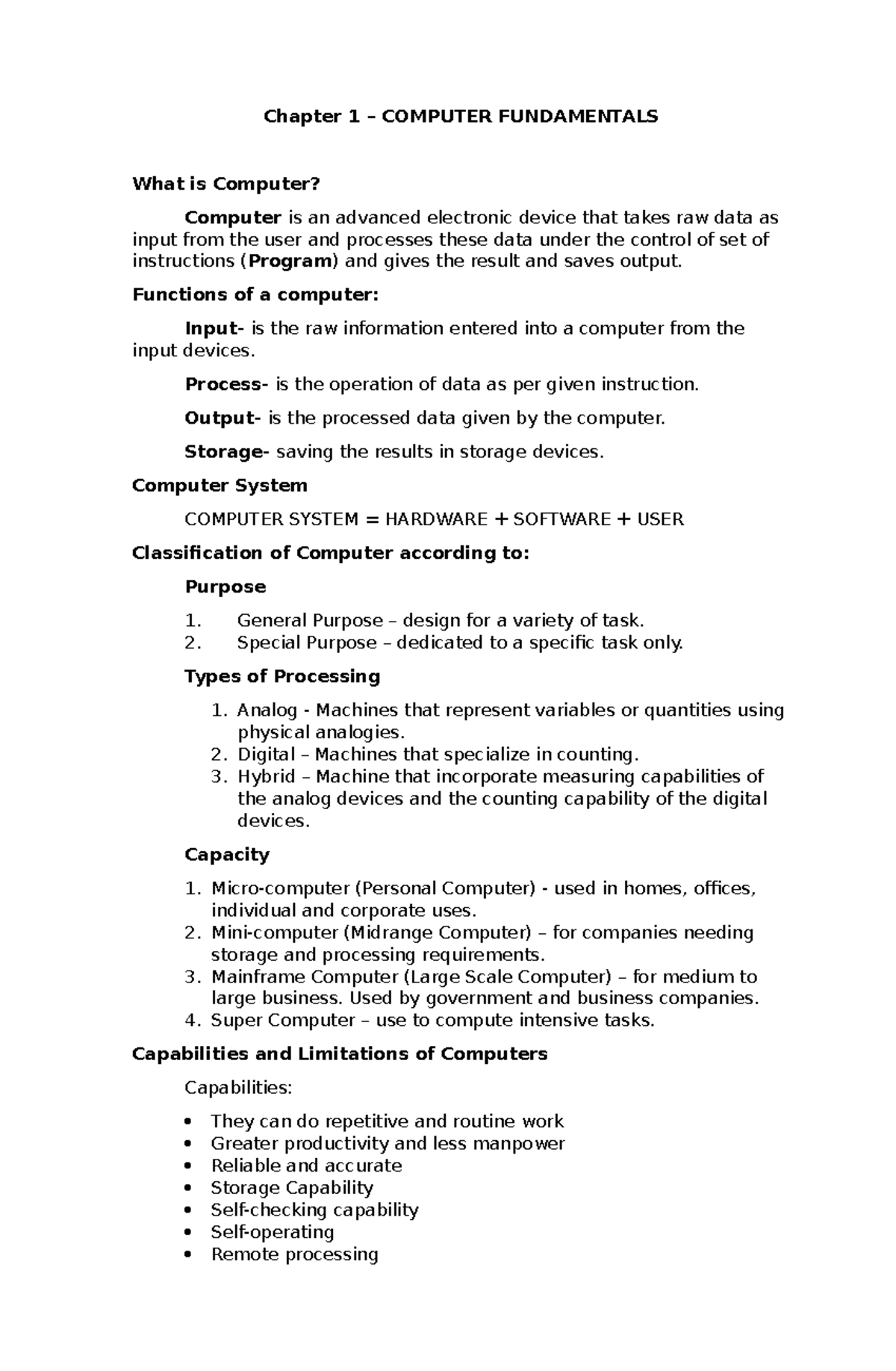 Chapter 1 COM101 - Living in the IT era - Chapter 1 – COMPUTER ...