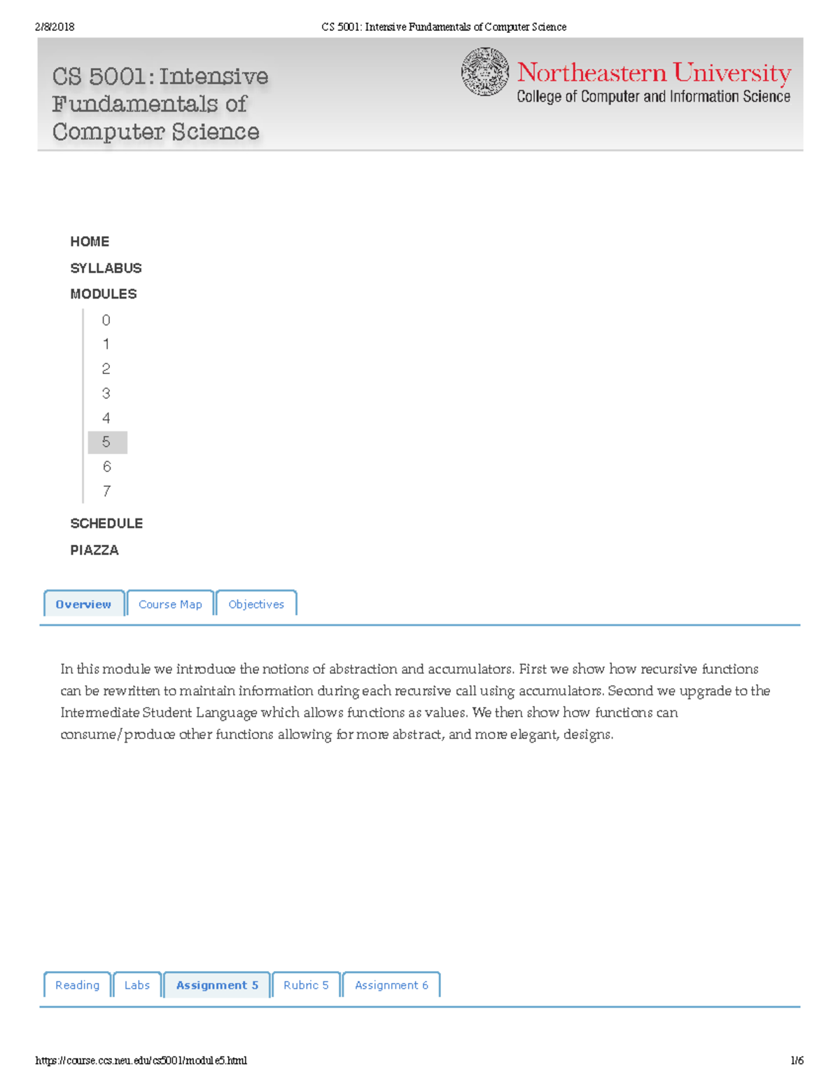 CS5001 HW 5 - Assignment - HOME SYLLABUS MODULES 0 1 2 3 4 5 6 7 ...
