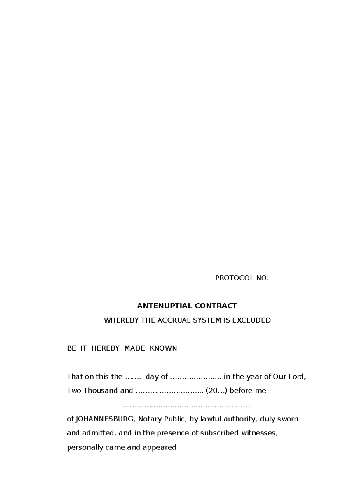 ANC-No-Accrual - NOTES - PROTOCOL NO. ANTENUPTIAL CONTRACT WHEREBY THE ...