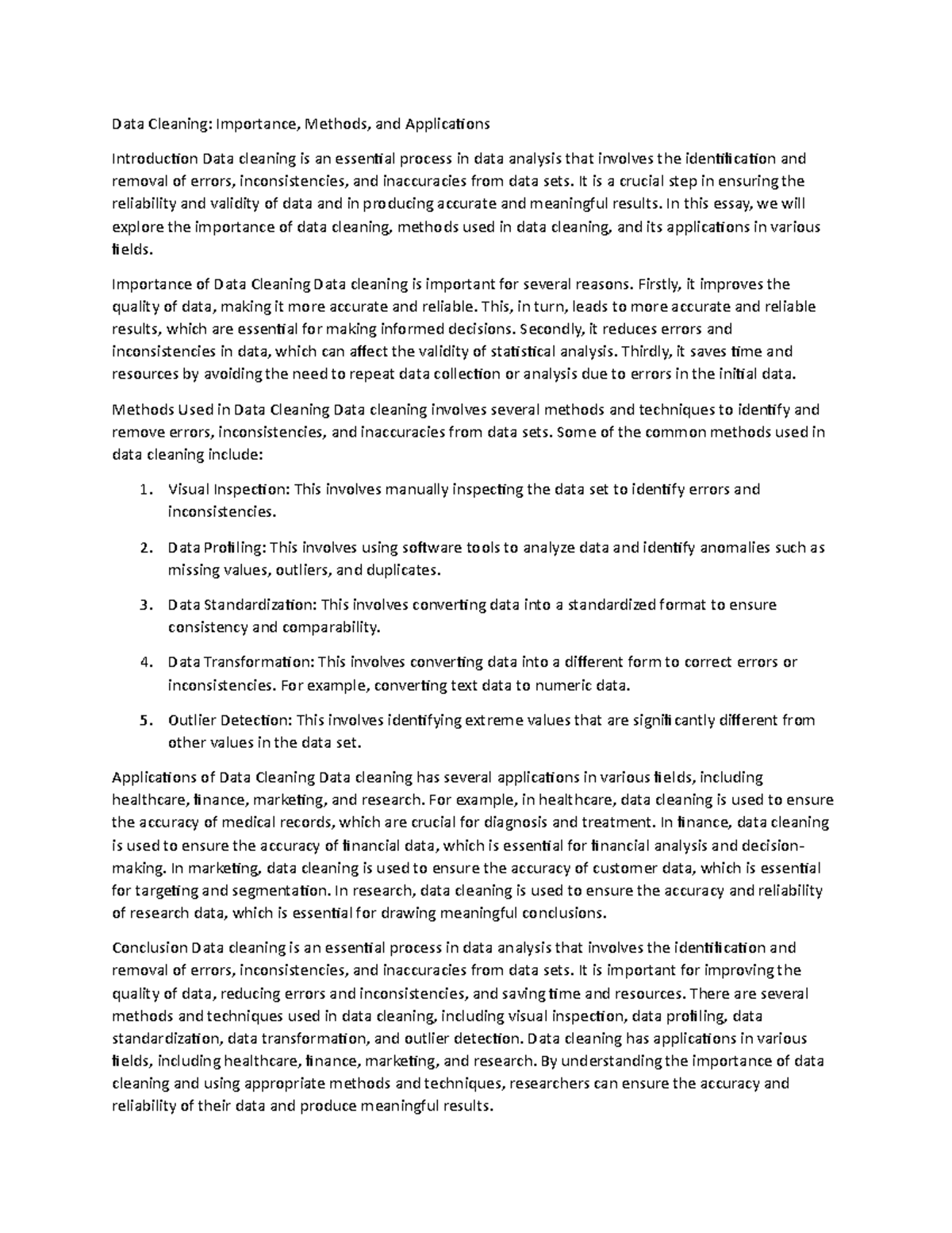 Data Cleaning - It is a crucial step in ensuring the reliability and ...