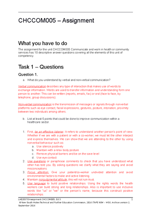 Chccom 00555555 - Workplace procedures and compliance 2. Ethics in health services - Assignment ...