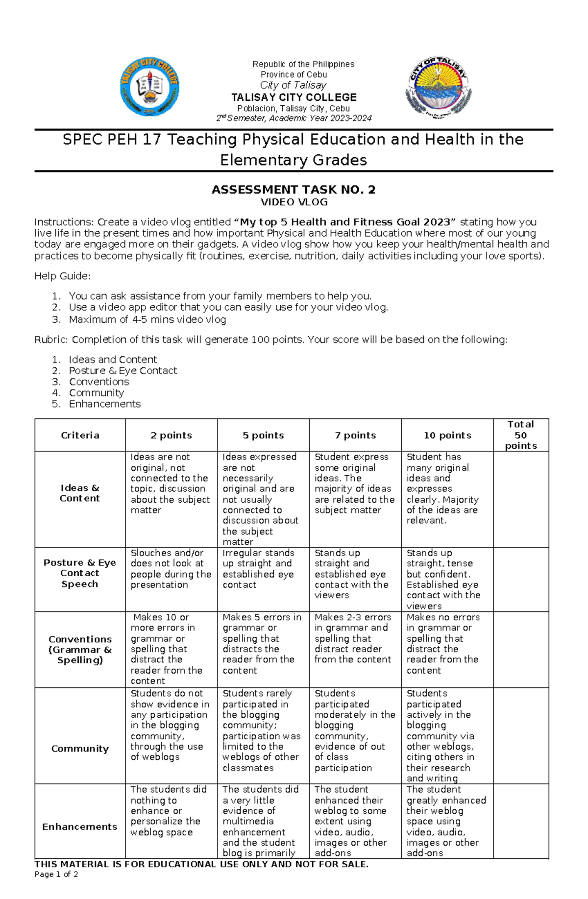 TASK-2 - ghft - Republic of the Philippines Province of Cebu City of ...