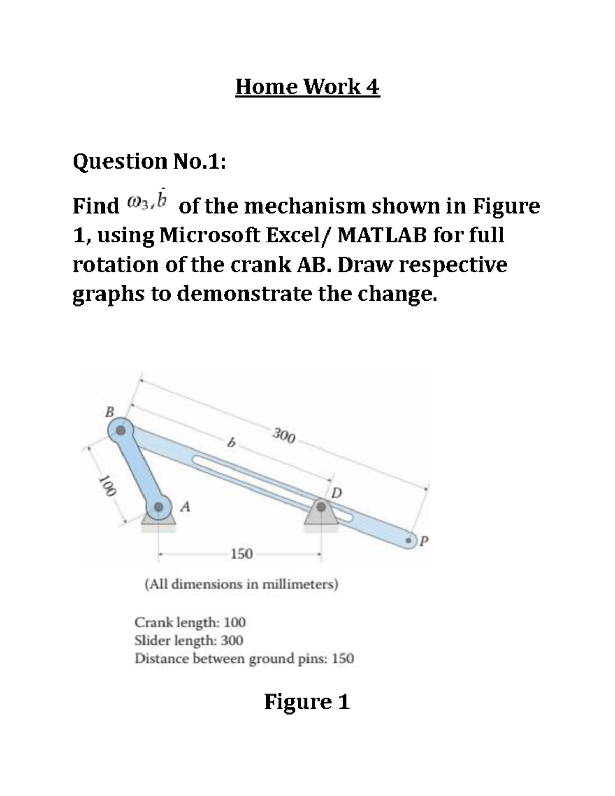 Home Work 4 - Summary Theory Of Machines - Home Work 4 Question No: Find of the mechanism shown ...