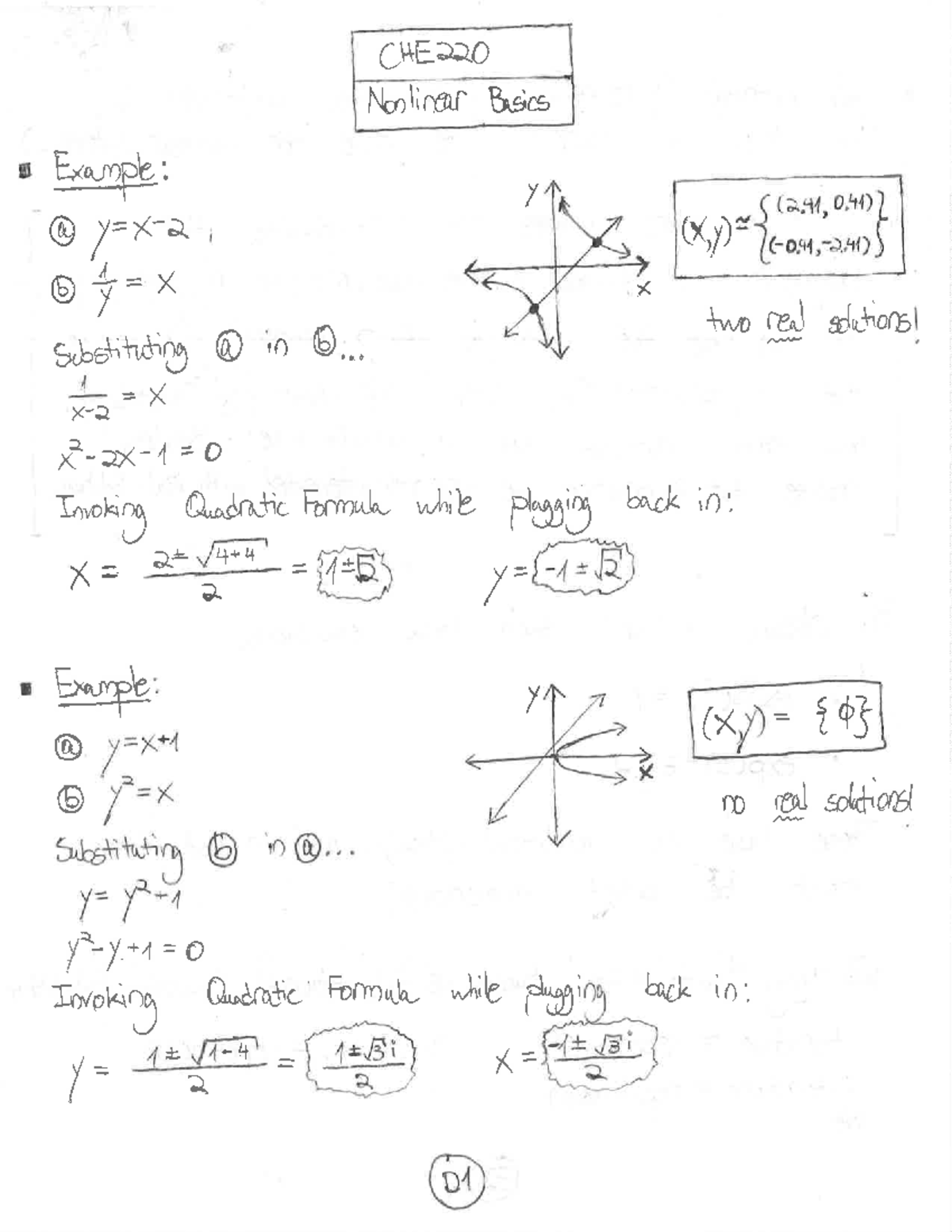 Notes D Nonlinear Basics - CHE220 Nonlinear Basics Example: y (2,0) a ...