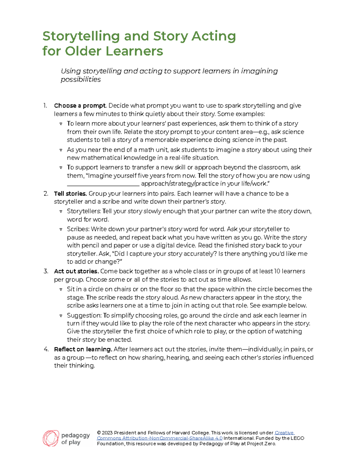 Storytelling project zero harvard - © 2023 President and Fellows of ...