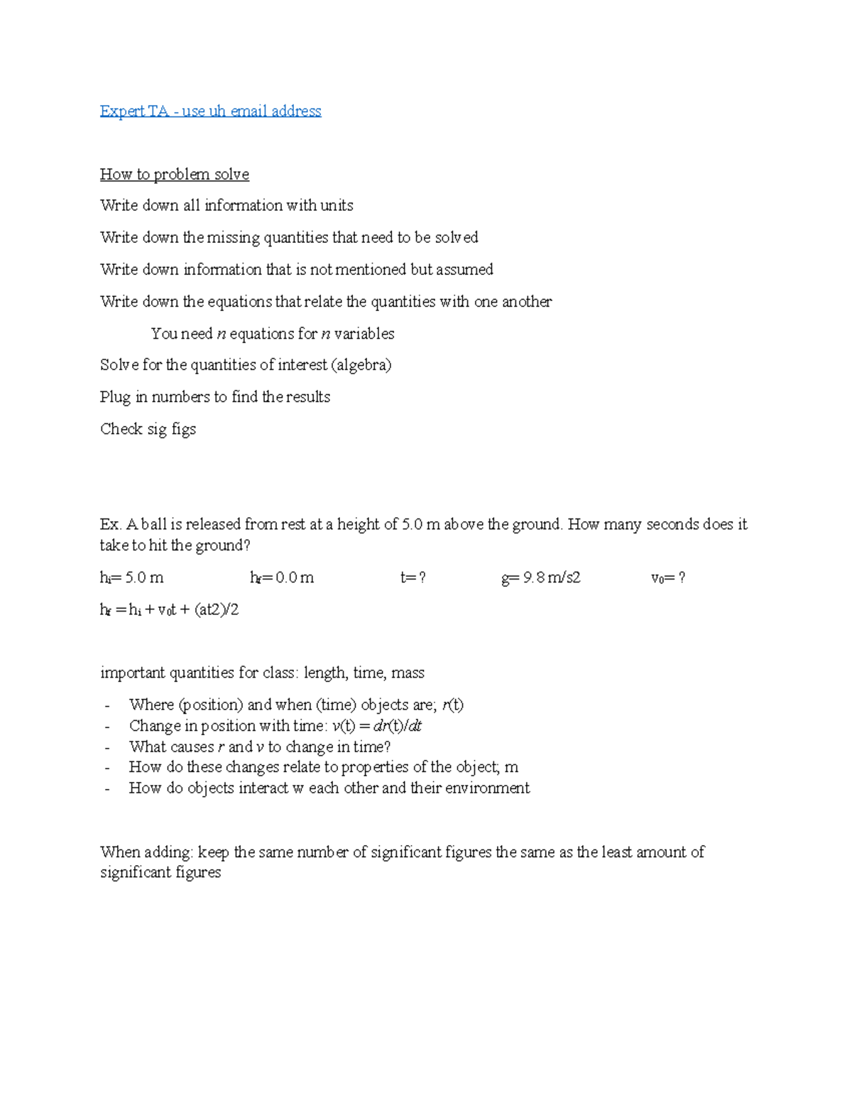 Expert TA document - Expert TA - use uh email address How to problem ...