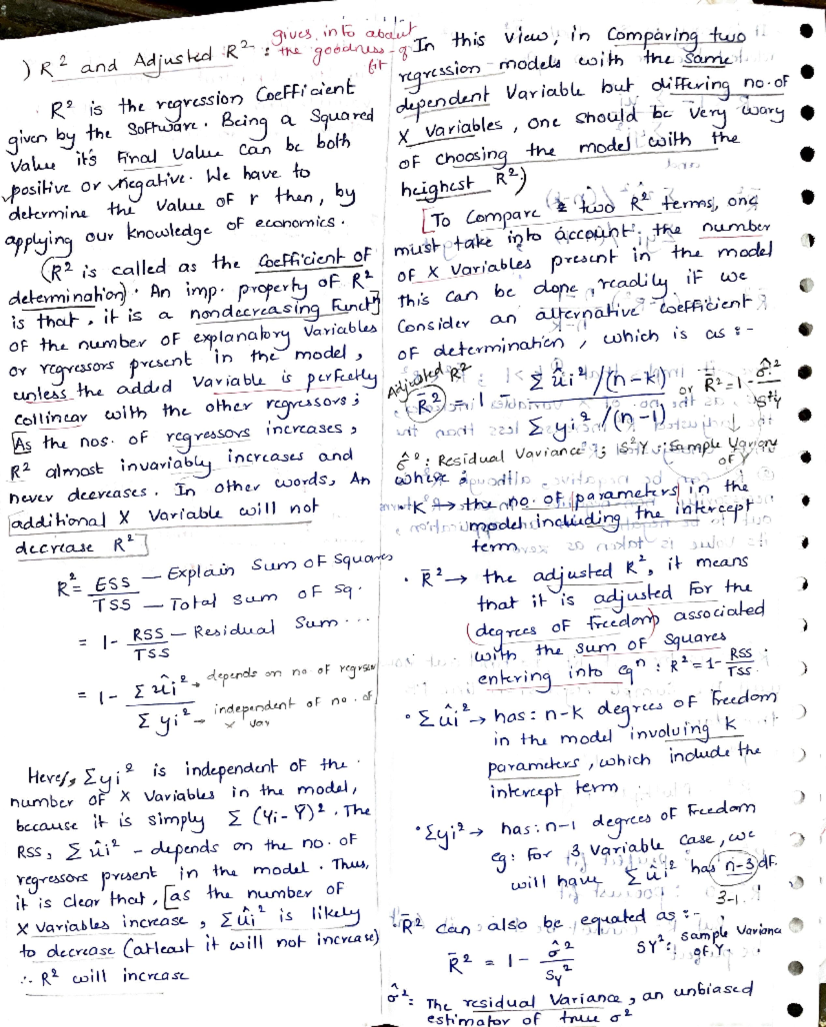 Ecotrix Notes - gives about ) R2 and Adjusted R2 : the goodness of In ...