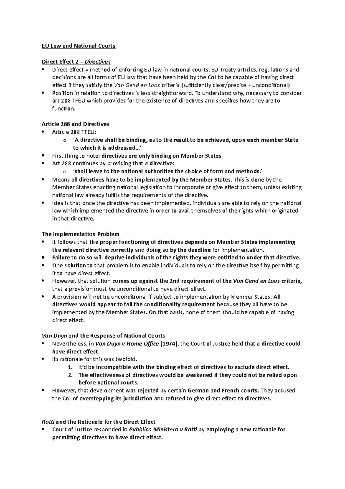 Workshop 9 - EU Law and National Courts - Direct Effect 2 – Directives ...