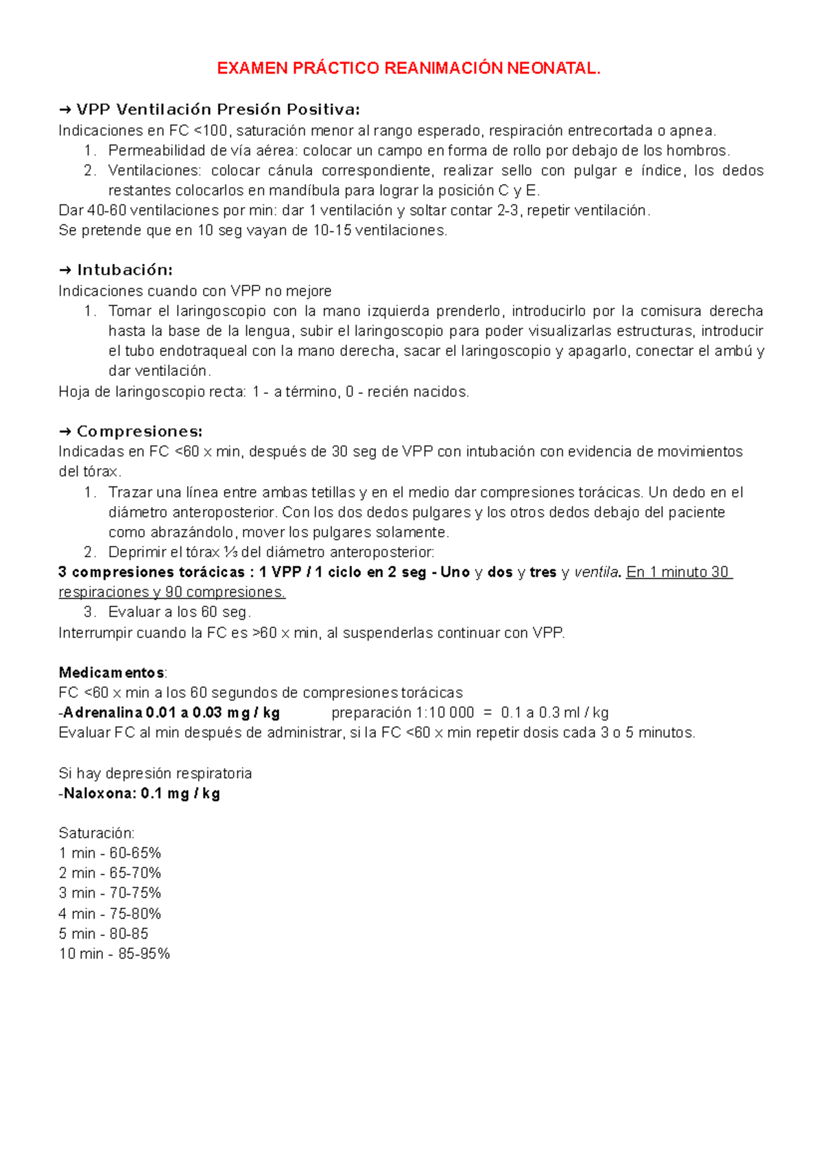 Examen practico reanimación neonatal - EXAMEN PRÁCTICO REANIMACIÓN ...