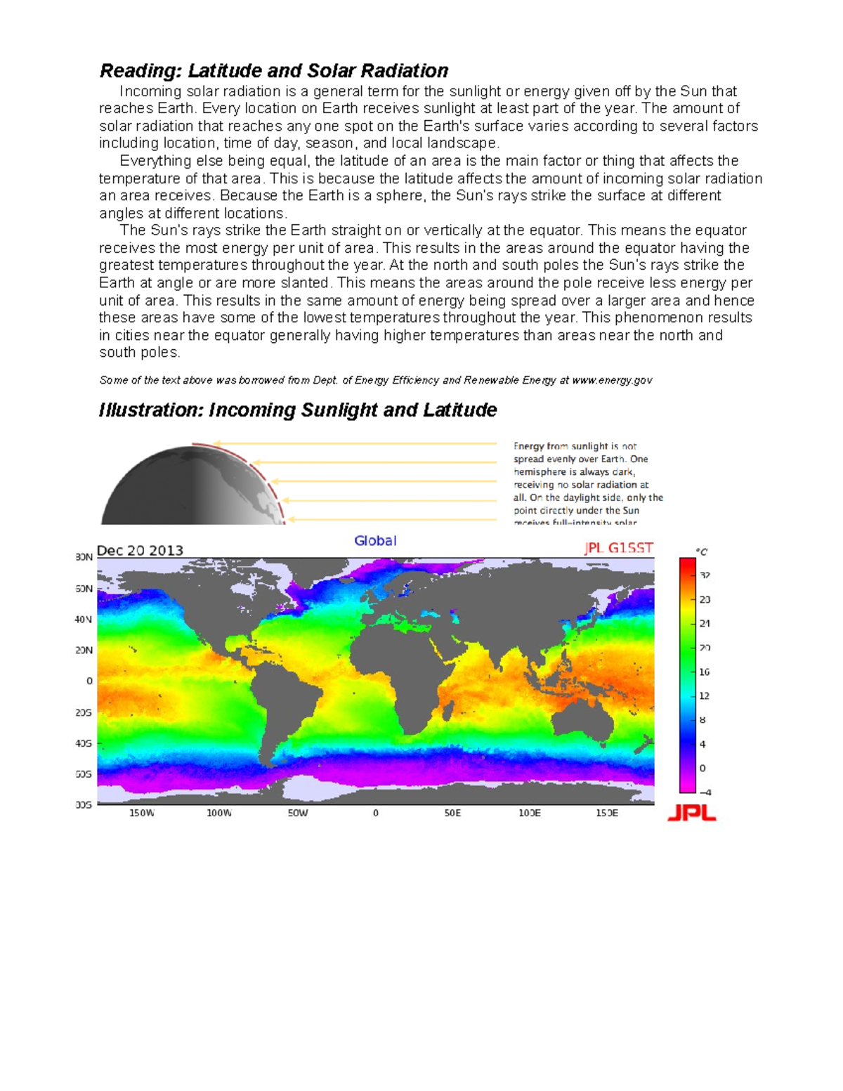 Latitude and Longitude Reading and Graphs - Reading: Latitude and Solar ...