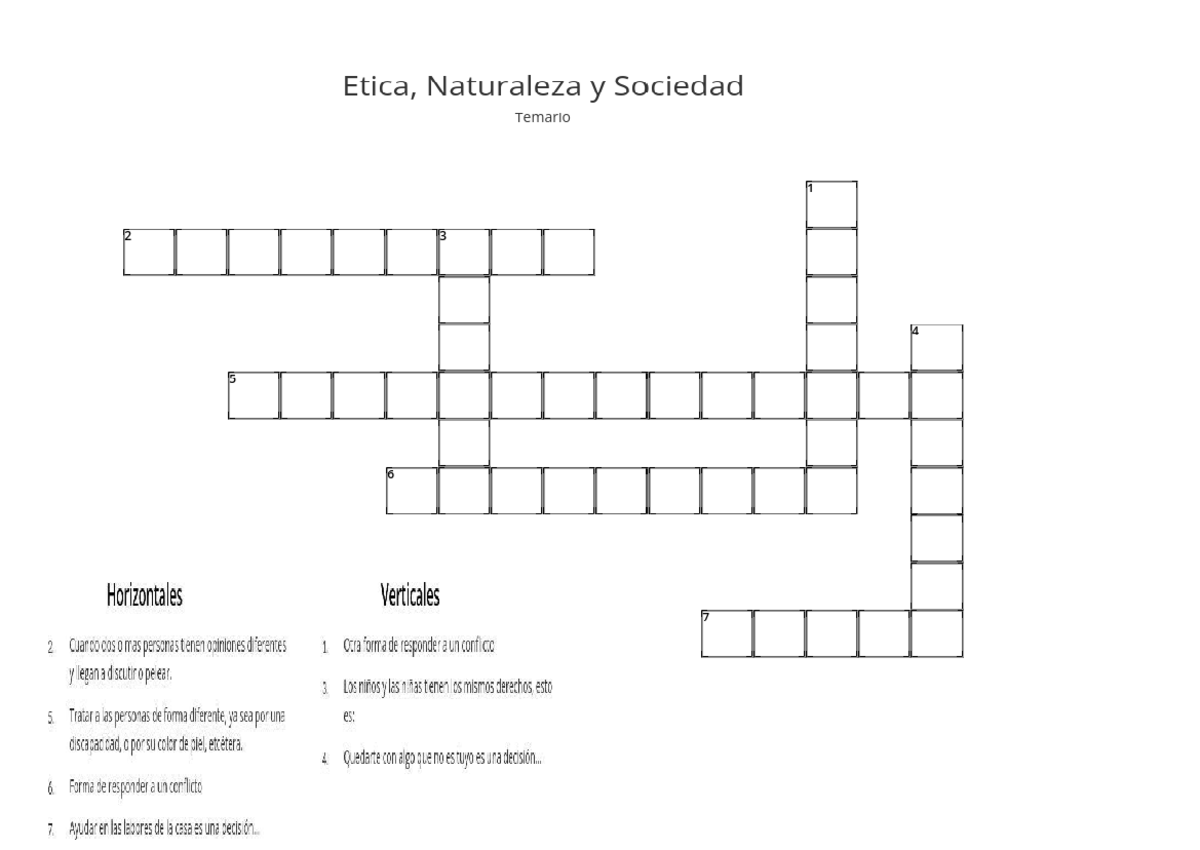 Generador de crucigramas - etica naturaleza y sociedad - audicion y ...