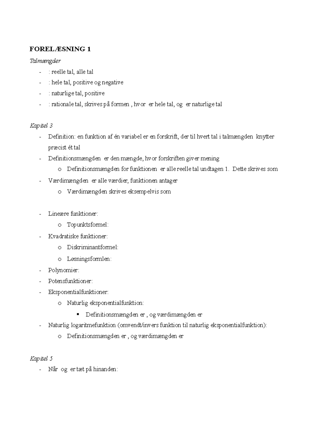 Lineær Algebra og Matematisk Analyse, forelæsninger - FORELÆSNING 1 ...