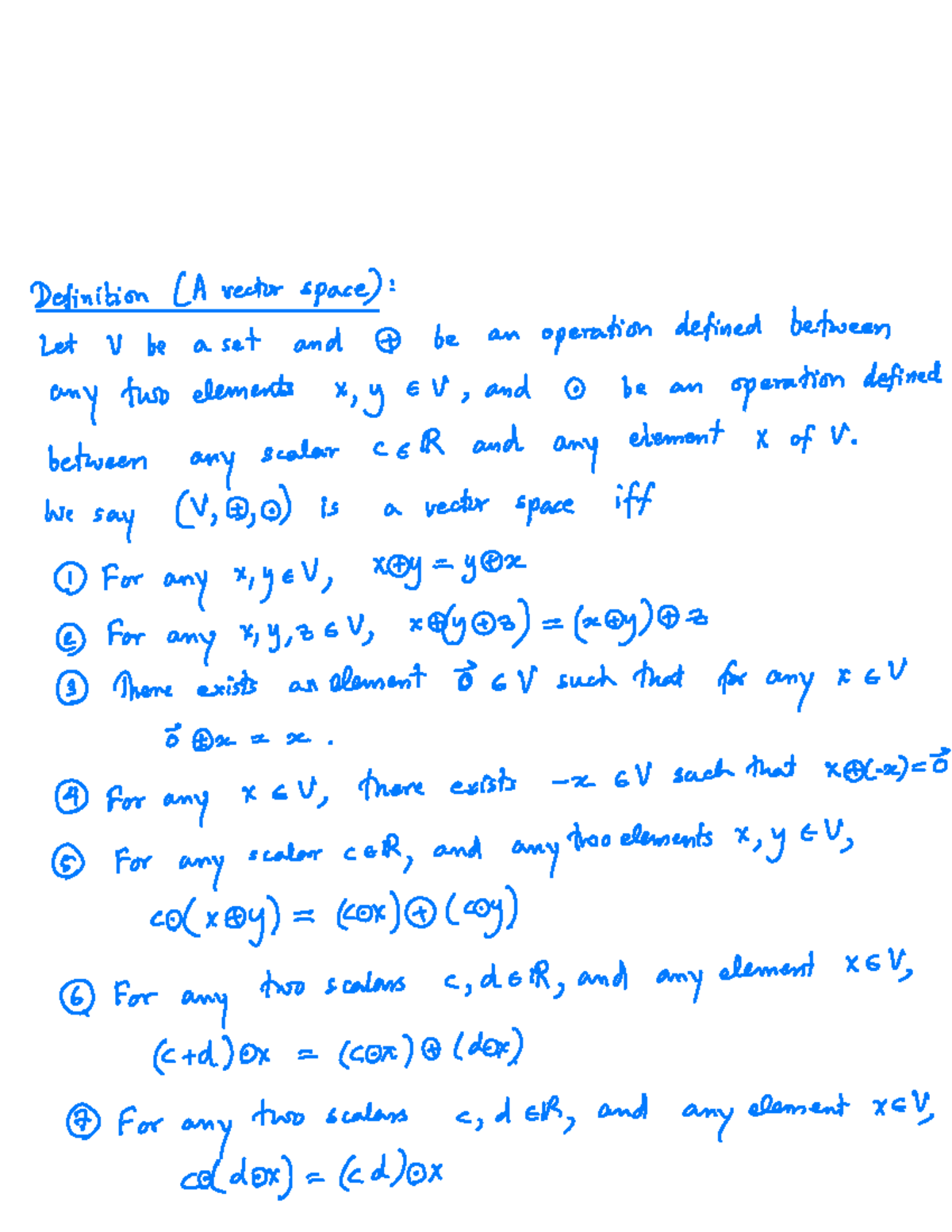 8 Key Properties of Vector Space ~ Notes - Definition ( A vector space ...