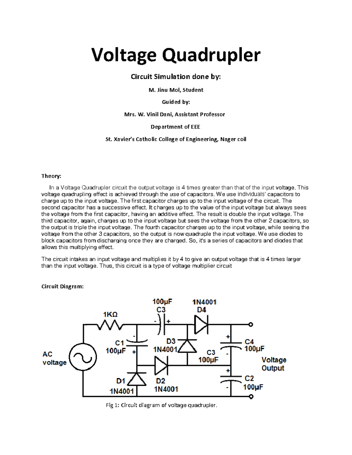 Voltage Quadrupler - Voltage Quadrupler Circuit Simulation done by: M ...