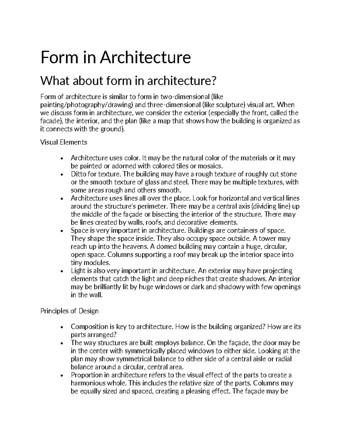 ART 2370 Lecture 2 - Form in Architecture What about form in ...