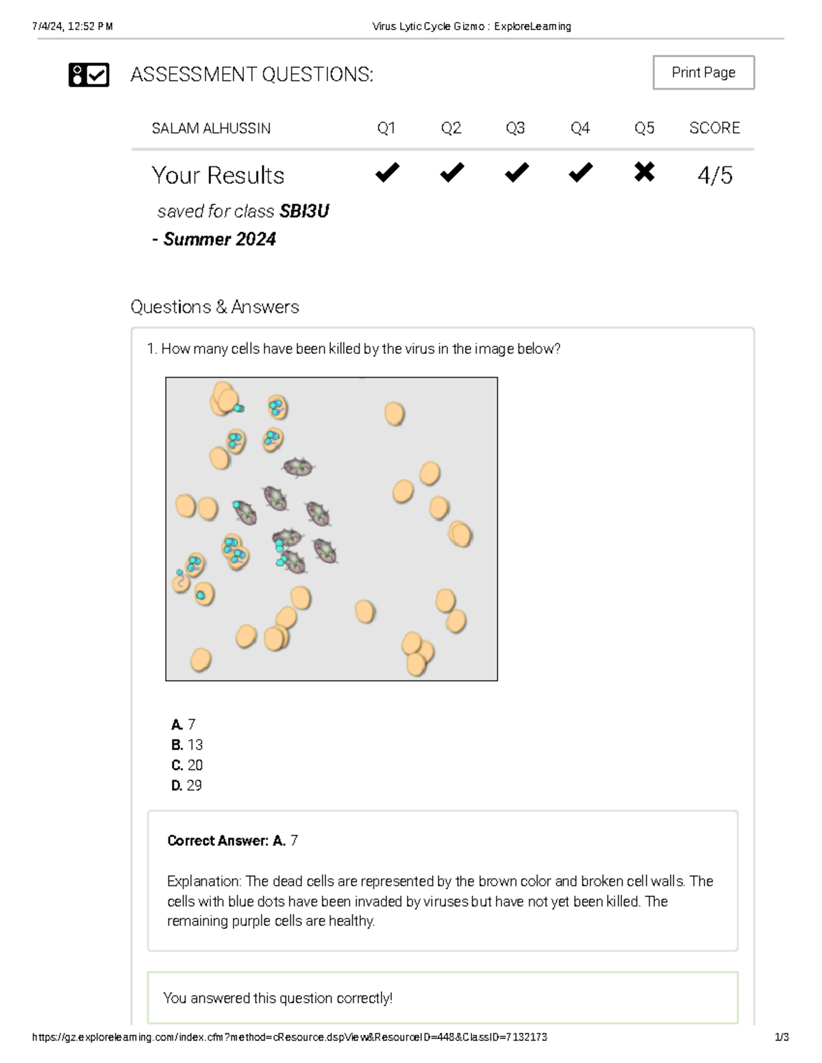 Virus Lytic Cycle Gizmo Explore Learning - ASSESSMENT QUESTIONS: Print ...