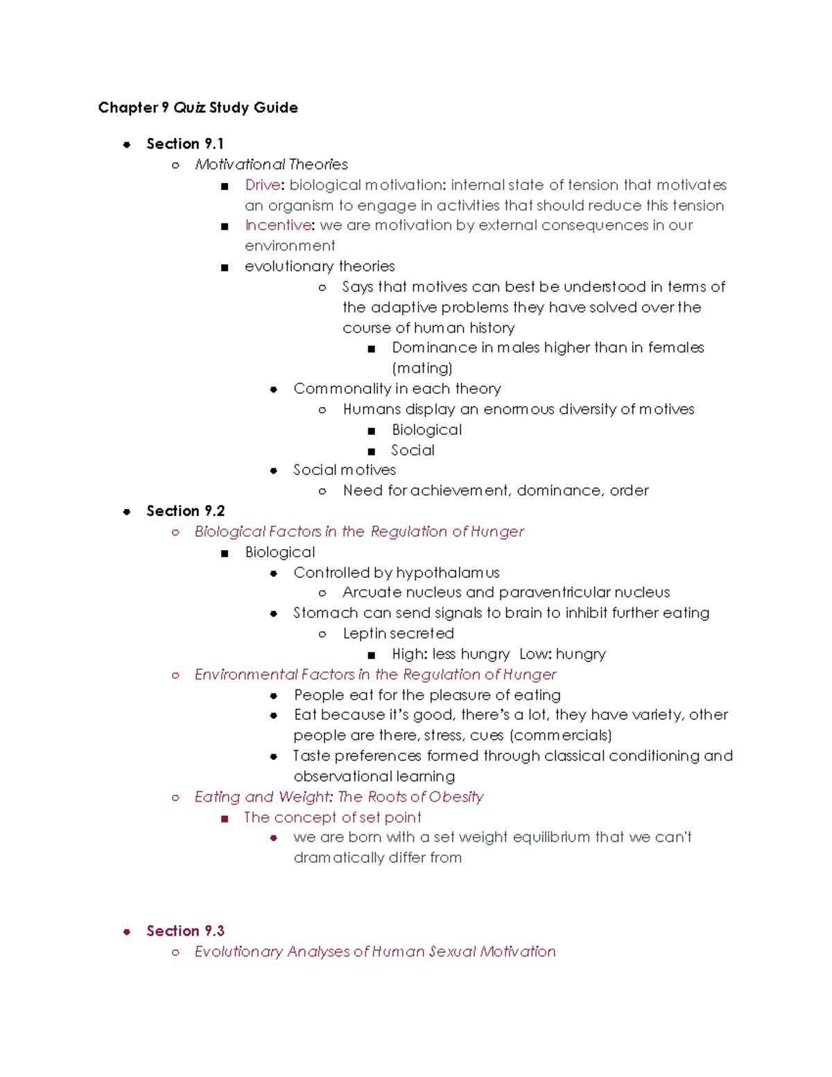 Chapter 9 Quiz Study Guide - Chapter 9 Quiz Study Guide Section 9 ...