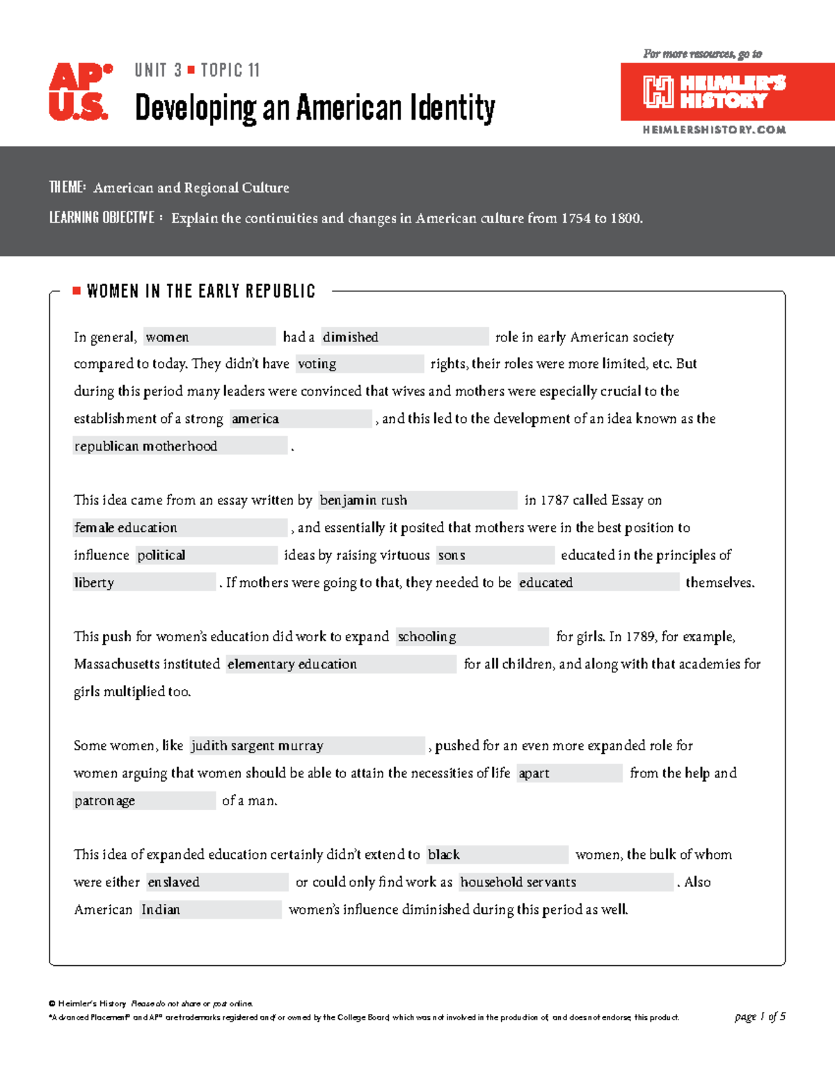 Apush Topic 3.11 Review Notes - H E I M L E R S H I S T O R Y. C O M ...