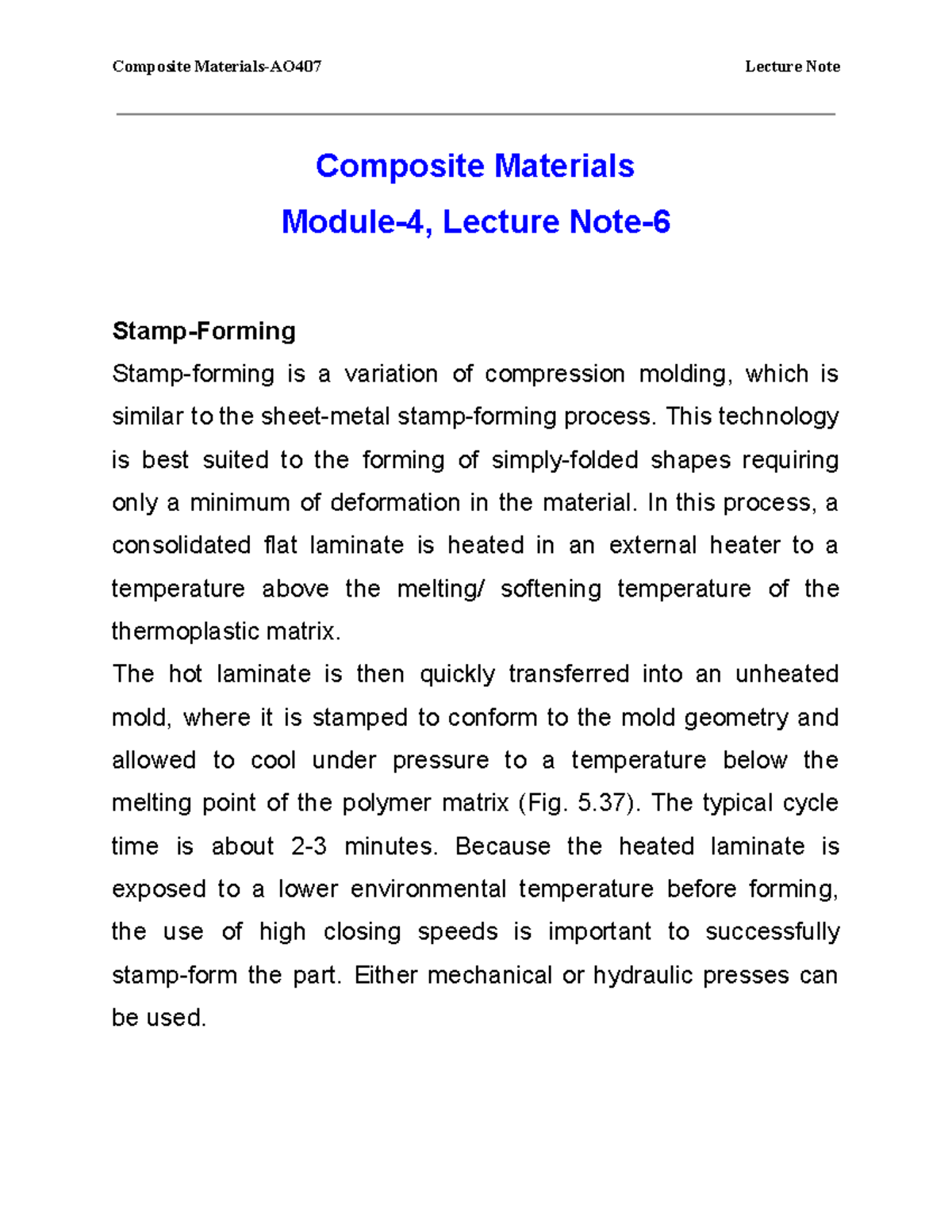Composite Materials Module 4 Lecture Note 6 - Composite Materials ...