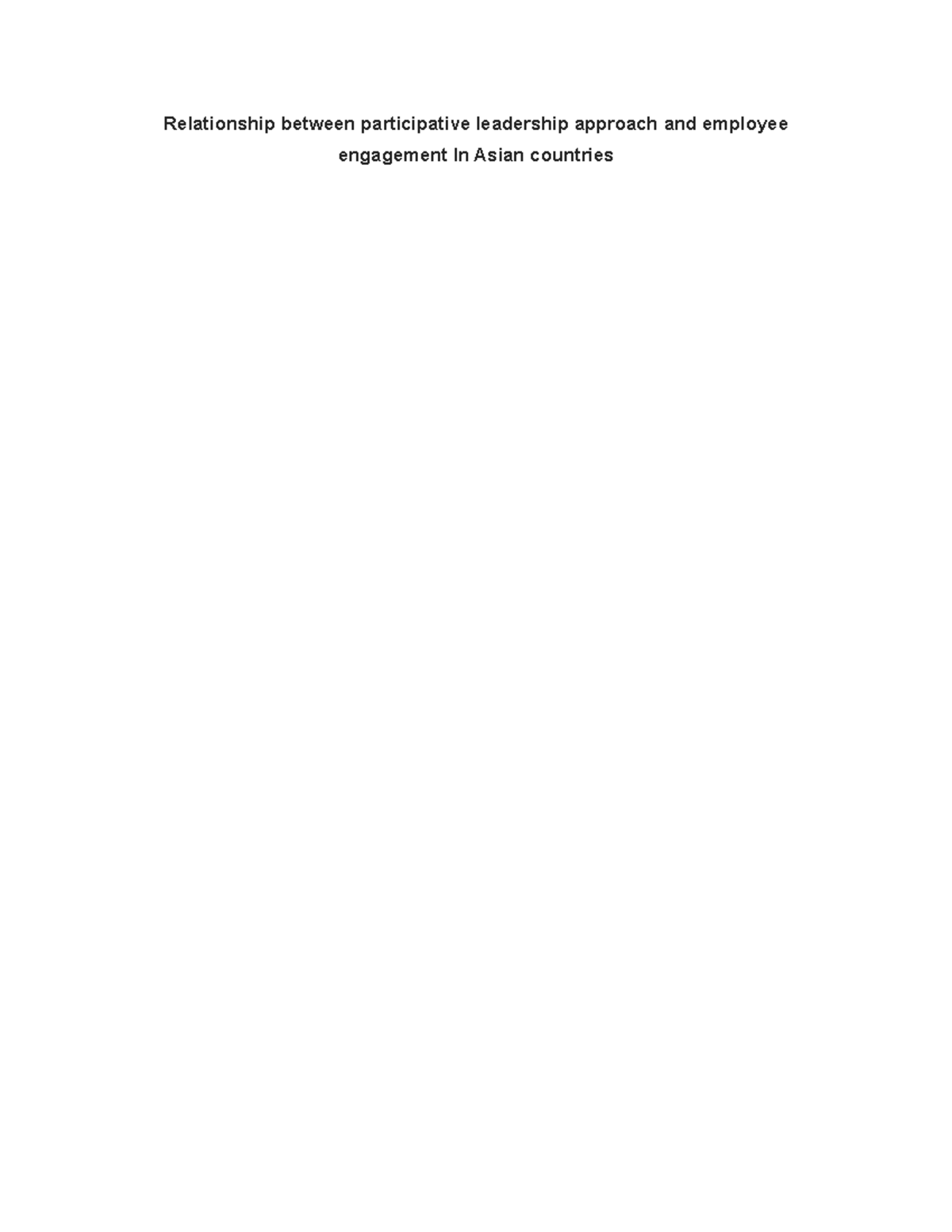 Chapter one project - hjklgf - Relationship between participative ...