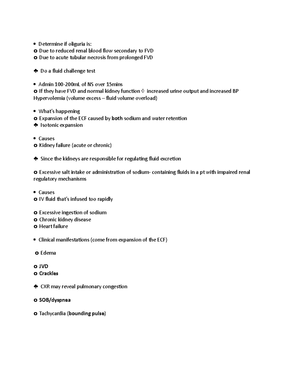 Oxygenation 3 - NURS 360 - Determine if oliguria is: o Due to reduced ...
