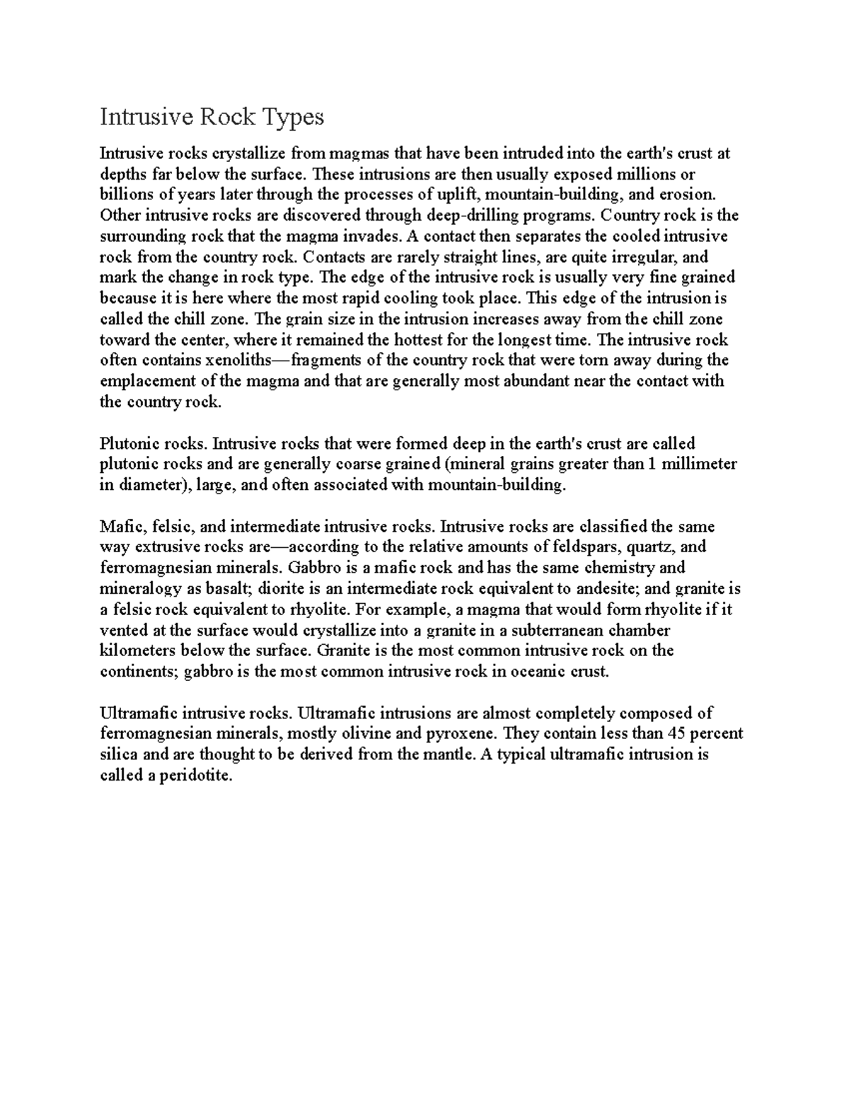 Intrusive Rock Types - Intrusive Rock Types Intrusive rocks crystallize ...