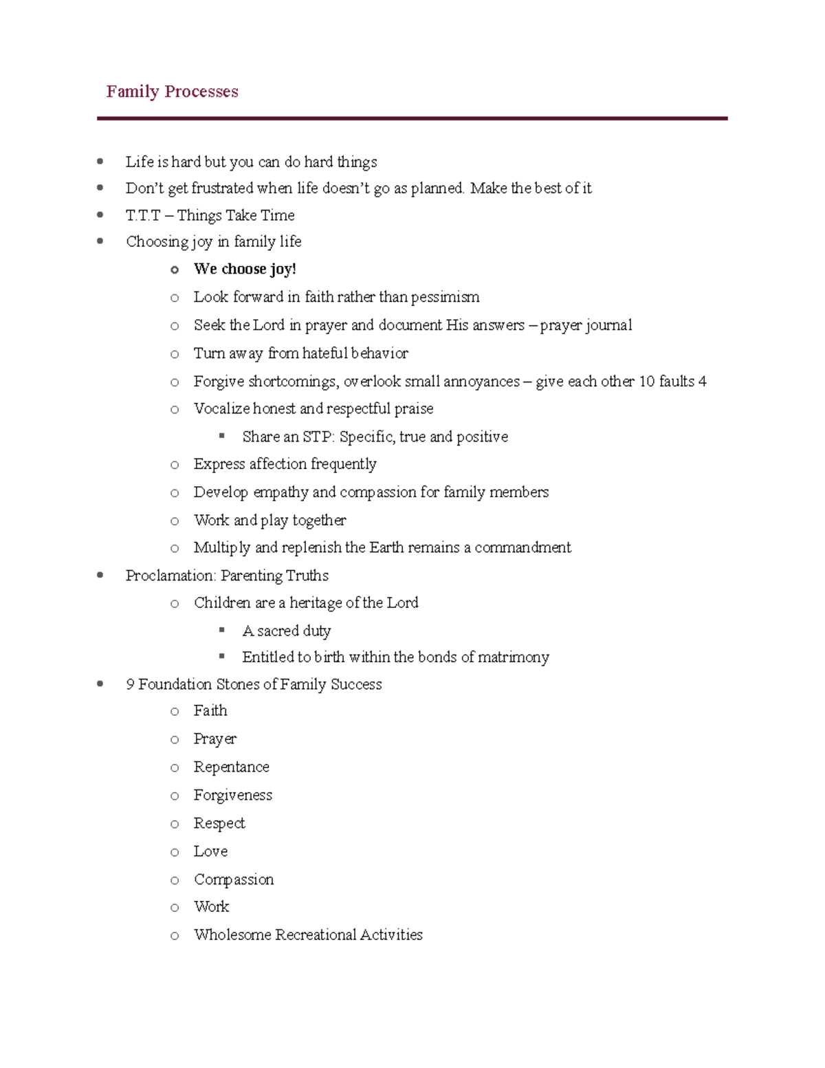 Family Processes - Lecture notes Week 1- Week 5 - Family Processes Life ...