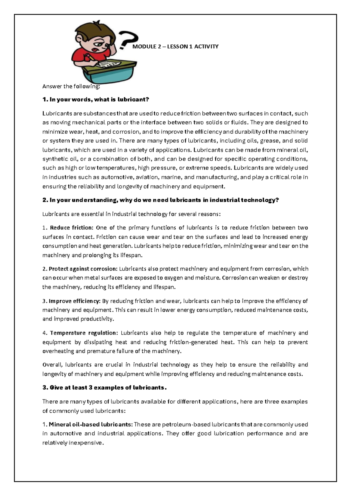 Module 2 Front Page - study - MODULE 2 – LESSON 1 ACTIVITY Answer the ...