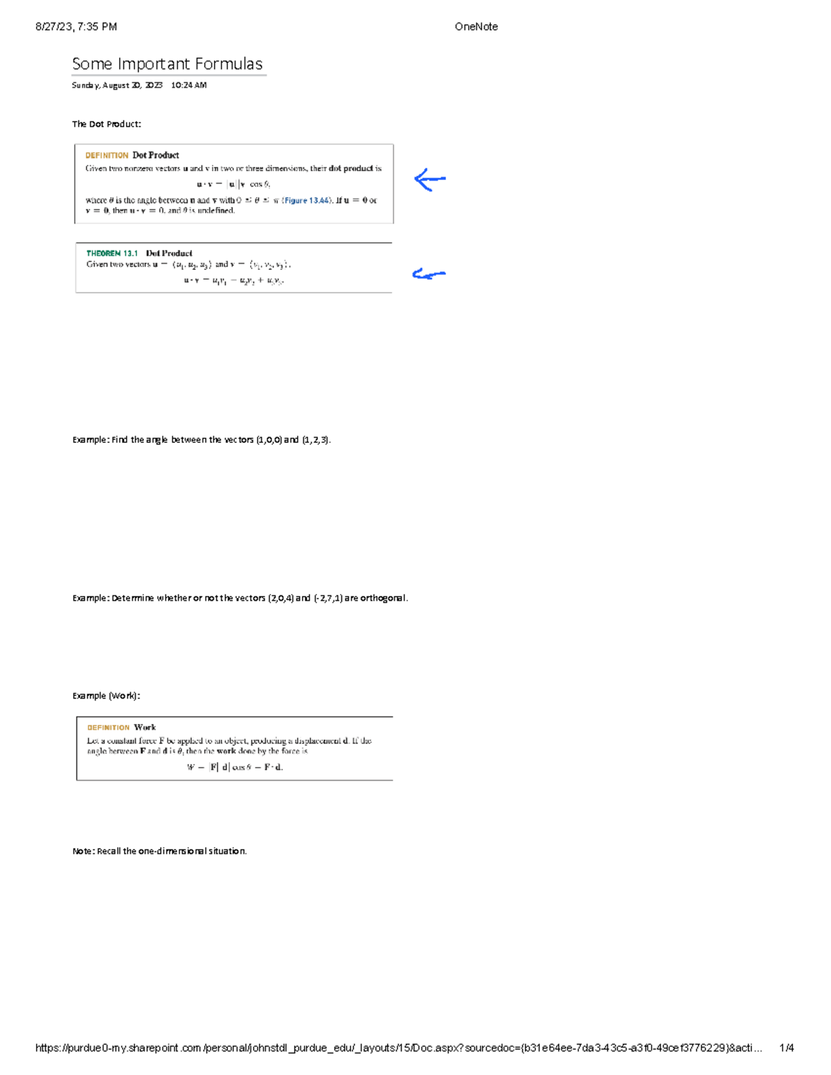 Calc 3 Notes - Some Important Formulas Sunday, August 20, 2023 10:24 AM ...