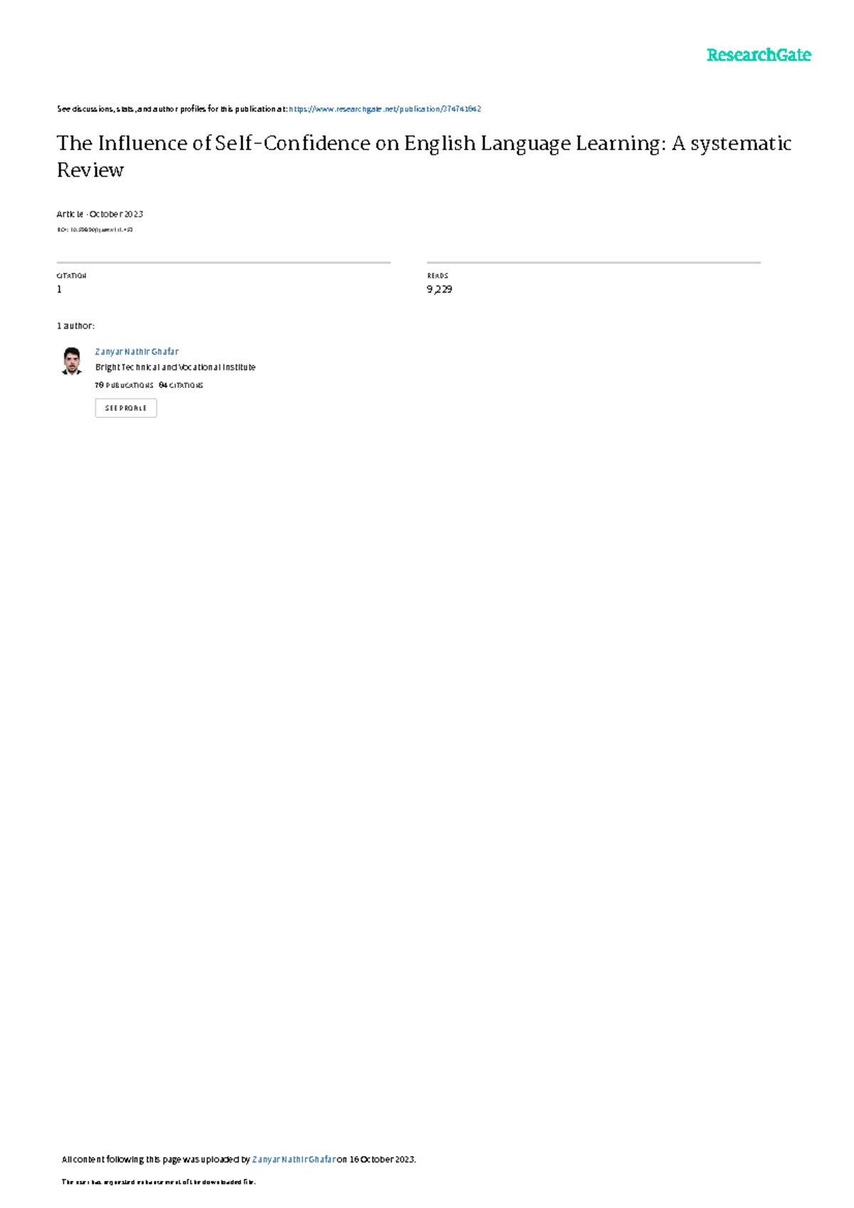 The Influenceof Self-Confidenceon English Language Learning - See ...