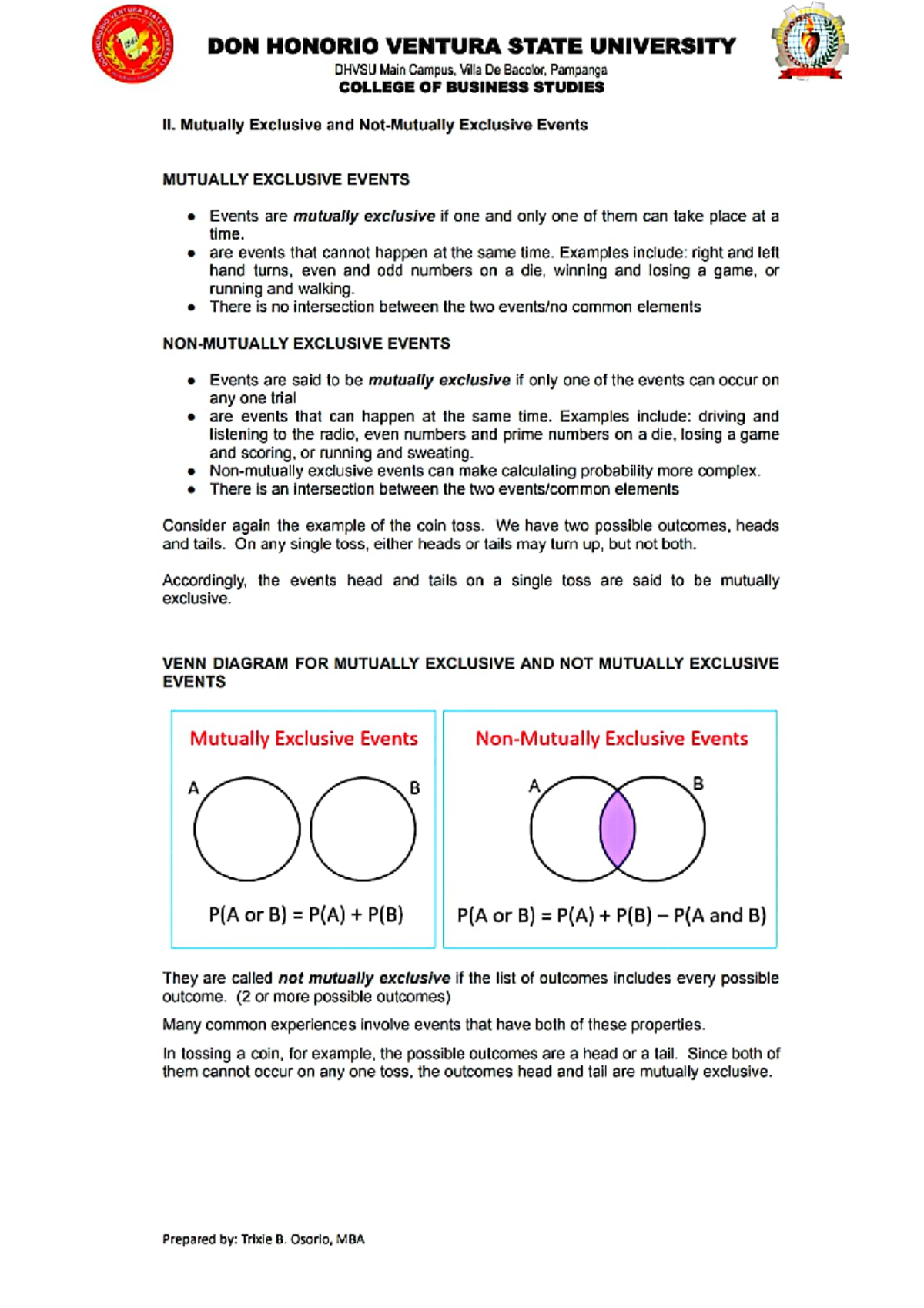 Mutually AND NON Mutually Event - Accounting Information System - Studocu