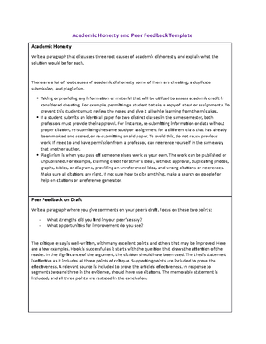 Project 1 Draft template 2 - Pre-drafting Academic honesty ...