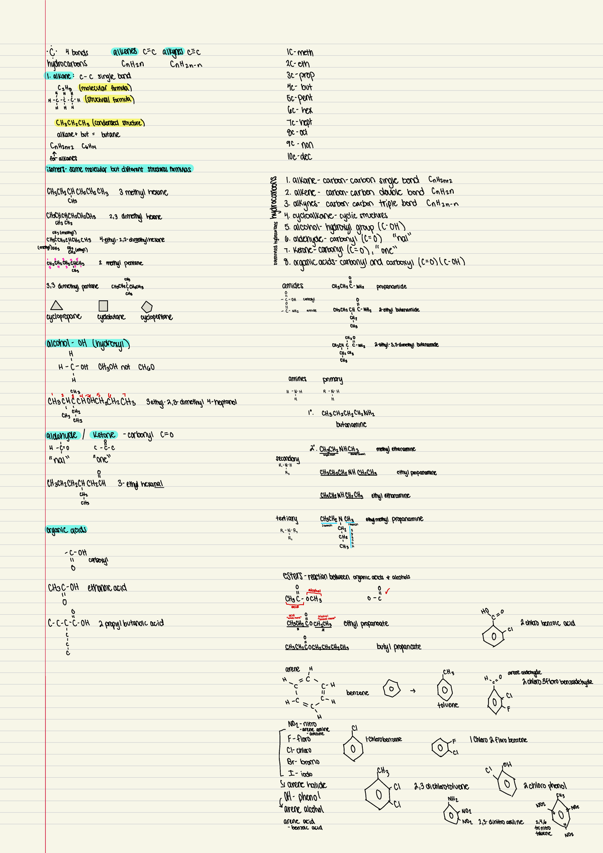 Chm 105 Coursework - · C. 4 bonds alkenes c= c alkynes c ####### = c IC-meth hydrocarbons CnHen ...