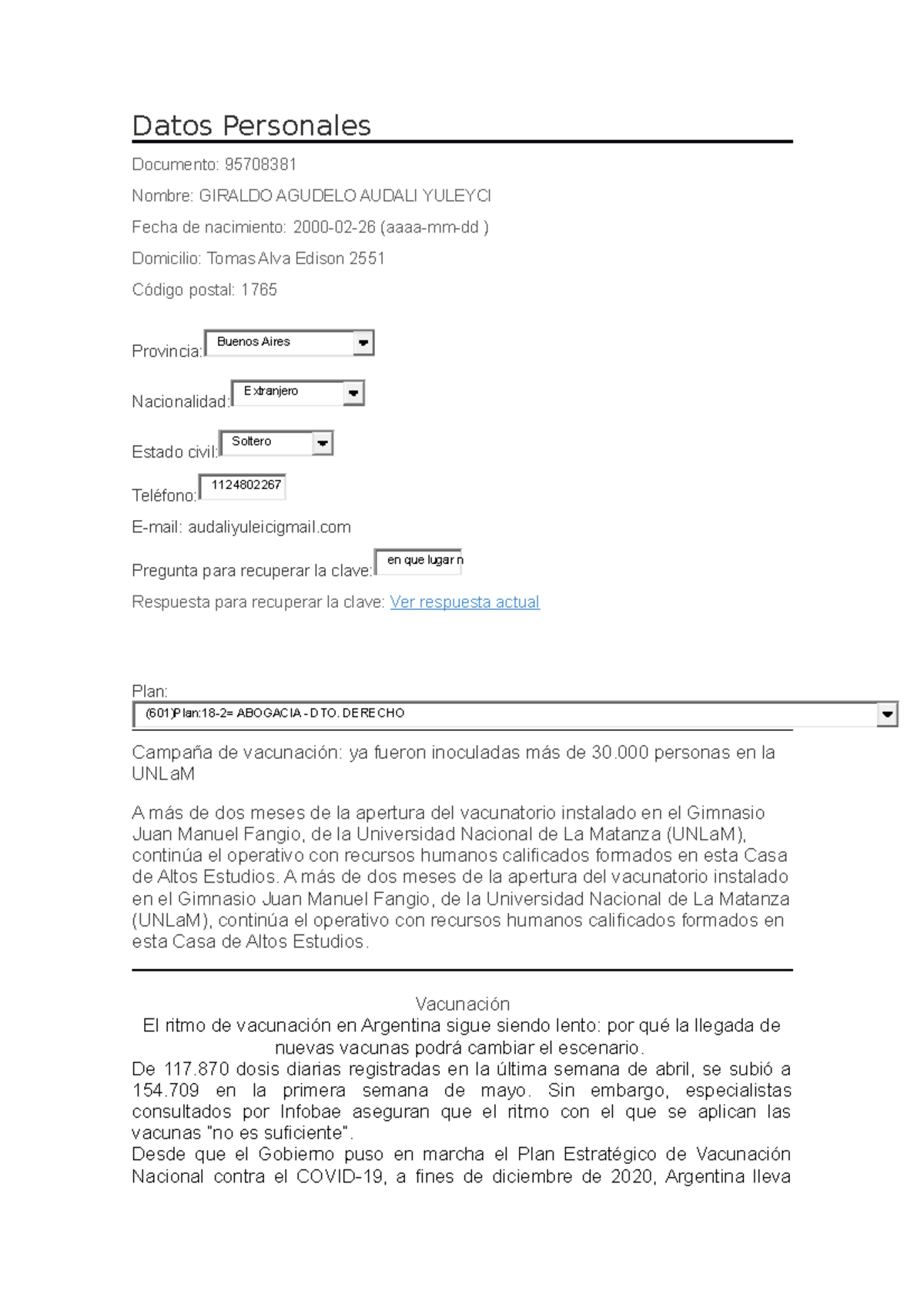 trabajo practico word - Datos Personales Documento: 95708381 Nombre ...