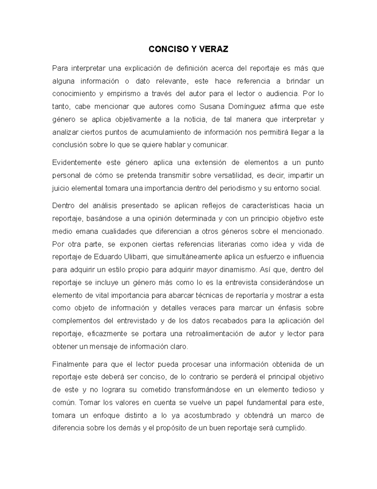Analisis Conciso Y Veraz - CONCISO Y VERAZ Para interpretar una ...