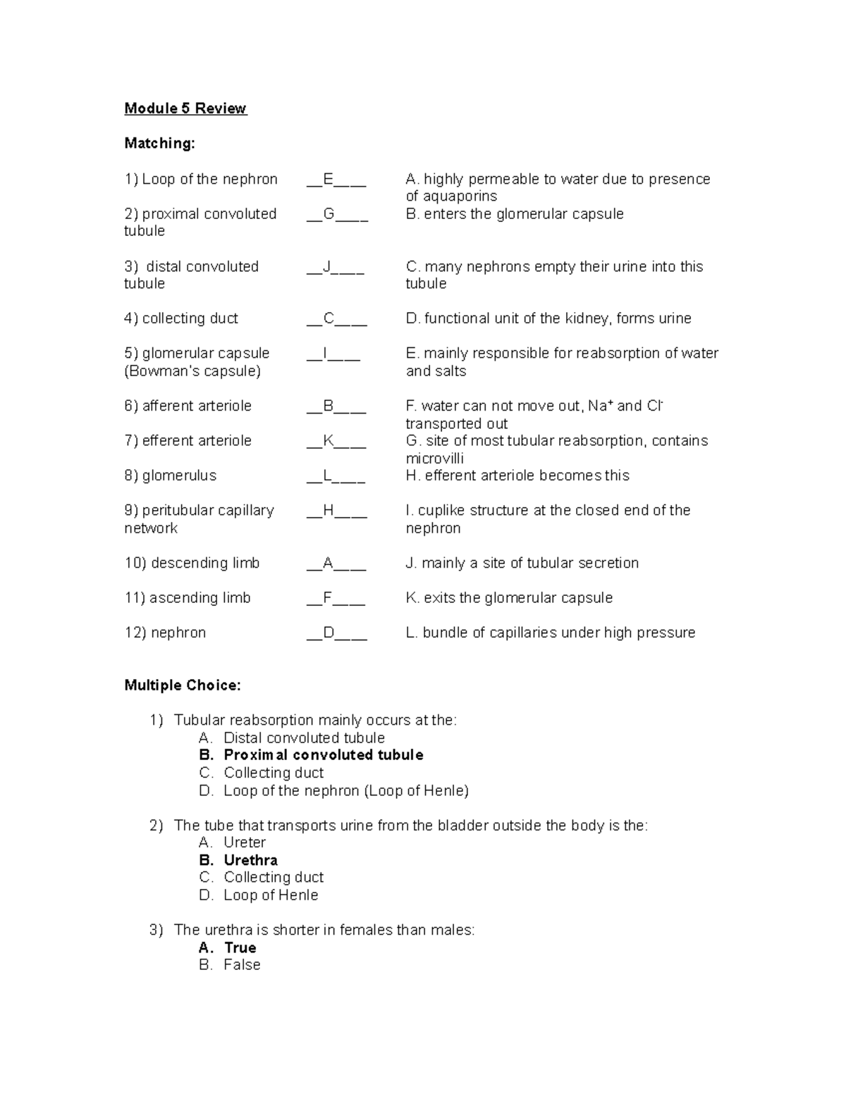 Module 5 Review answers - Module 5 Review Matching: 1) Loop of the ...