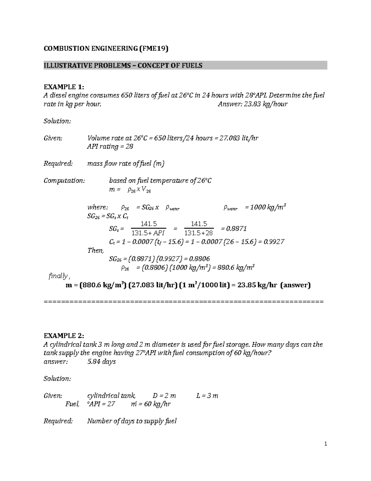 COMB Lecture Notes 1 5 COMBUSTION ENGINEERING FME19 ILLUSTRATIVE