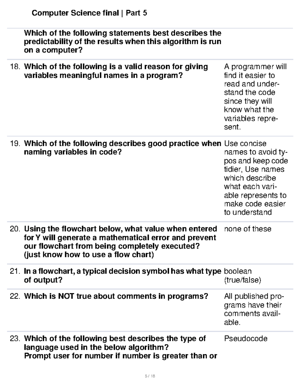 Computer Science final Part5 - Computer Science final | Part 5 Which of ...