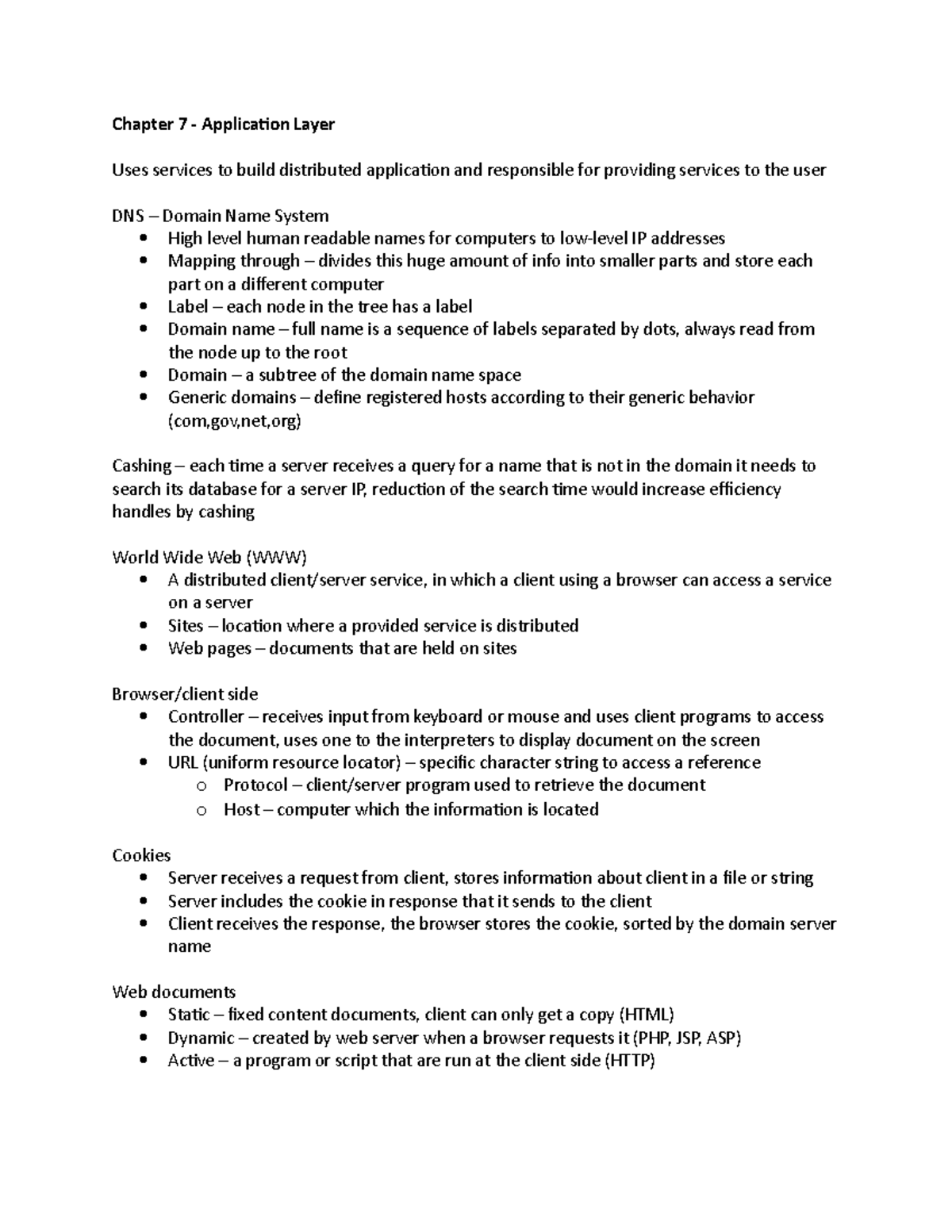 Chapter 7 - Application Layer - Chapter 7 - Application Layer Uses ...