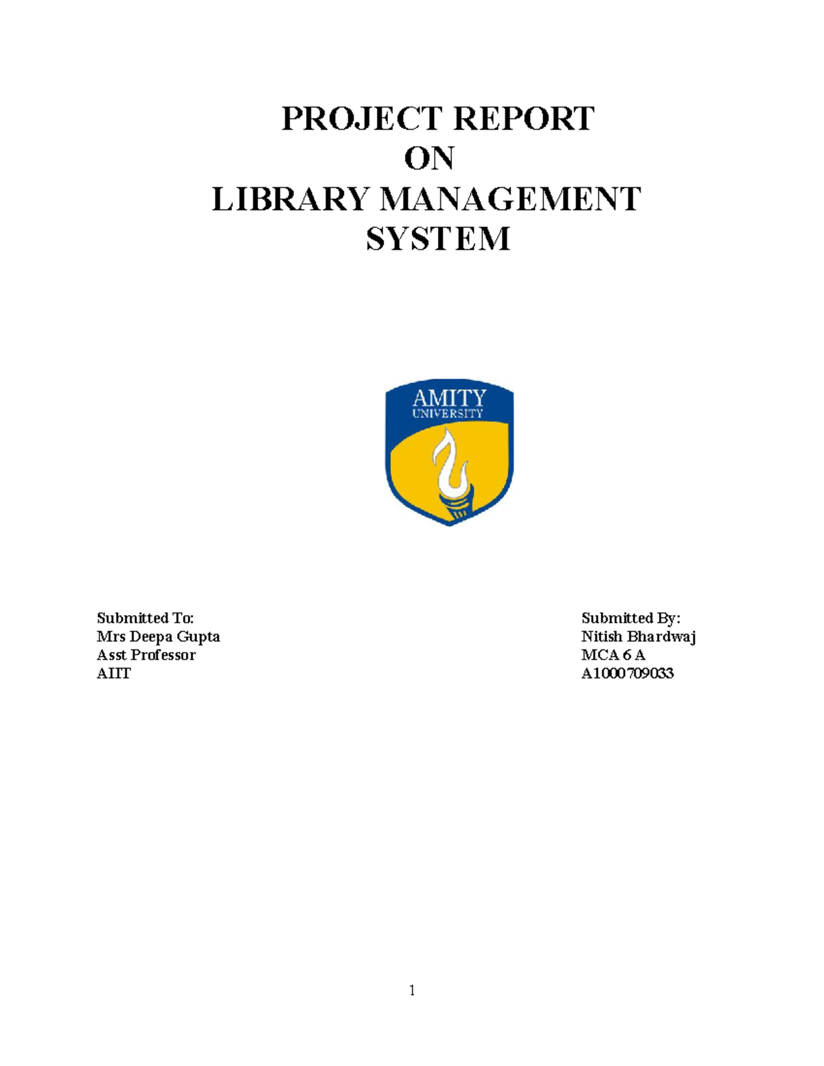 Project Report - PROJECT REPORT ON LIBRARY MANAGEMENT SYSTEM Submitted ...