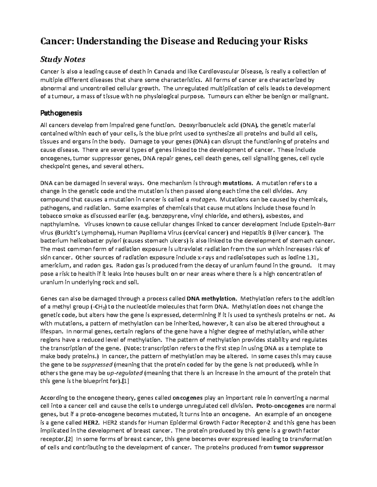 Cancer-study-notes - cancer study notes - Cancer: Understanding the ...
