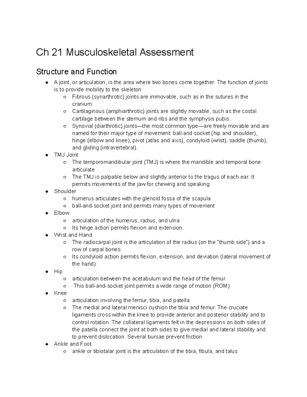 Ch 21 Musculoskeltal Assessment - Ch 21 Musculoskeletal Assessment ...