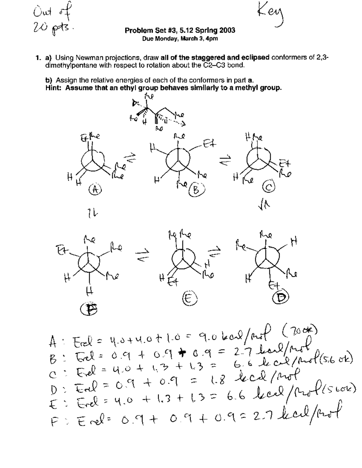 Org Chem Problem Set Sol 03 - $0 Ft; ‘ Problem Set #3, 5 Spring 2003 ...