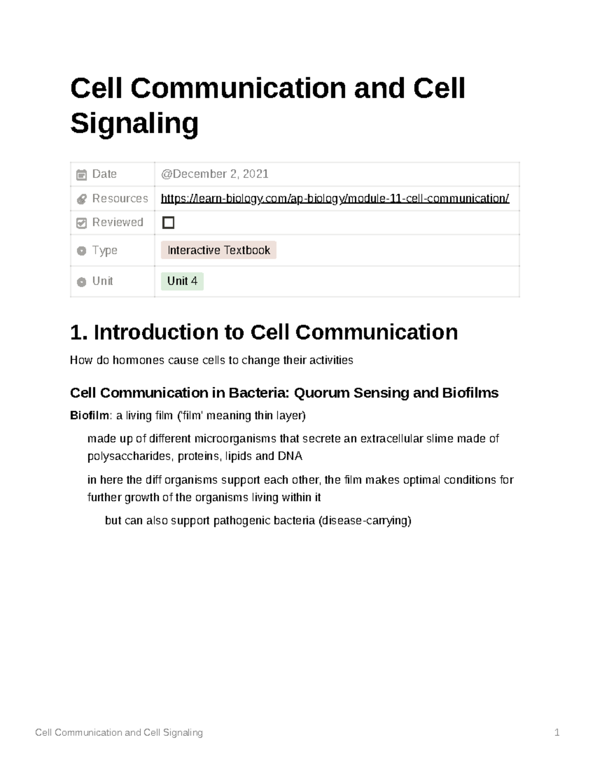 Cell Communication and Cell Signaling - Cell Communication and Cell ...