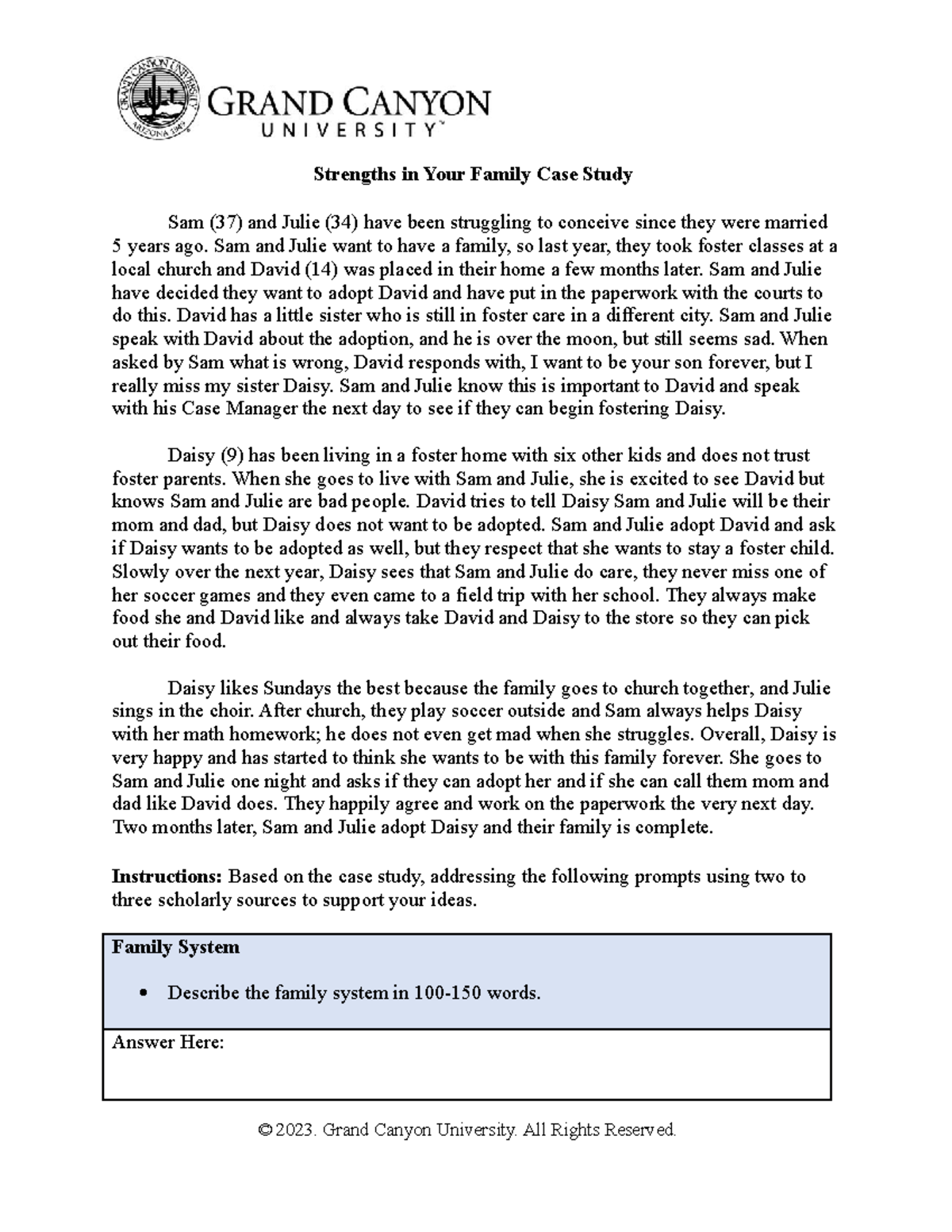 BHS 430 T2 Strengthsin Your Family Case Study - Strengths in Your ...