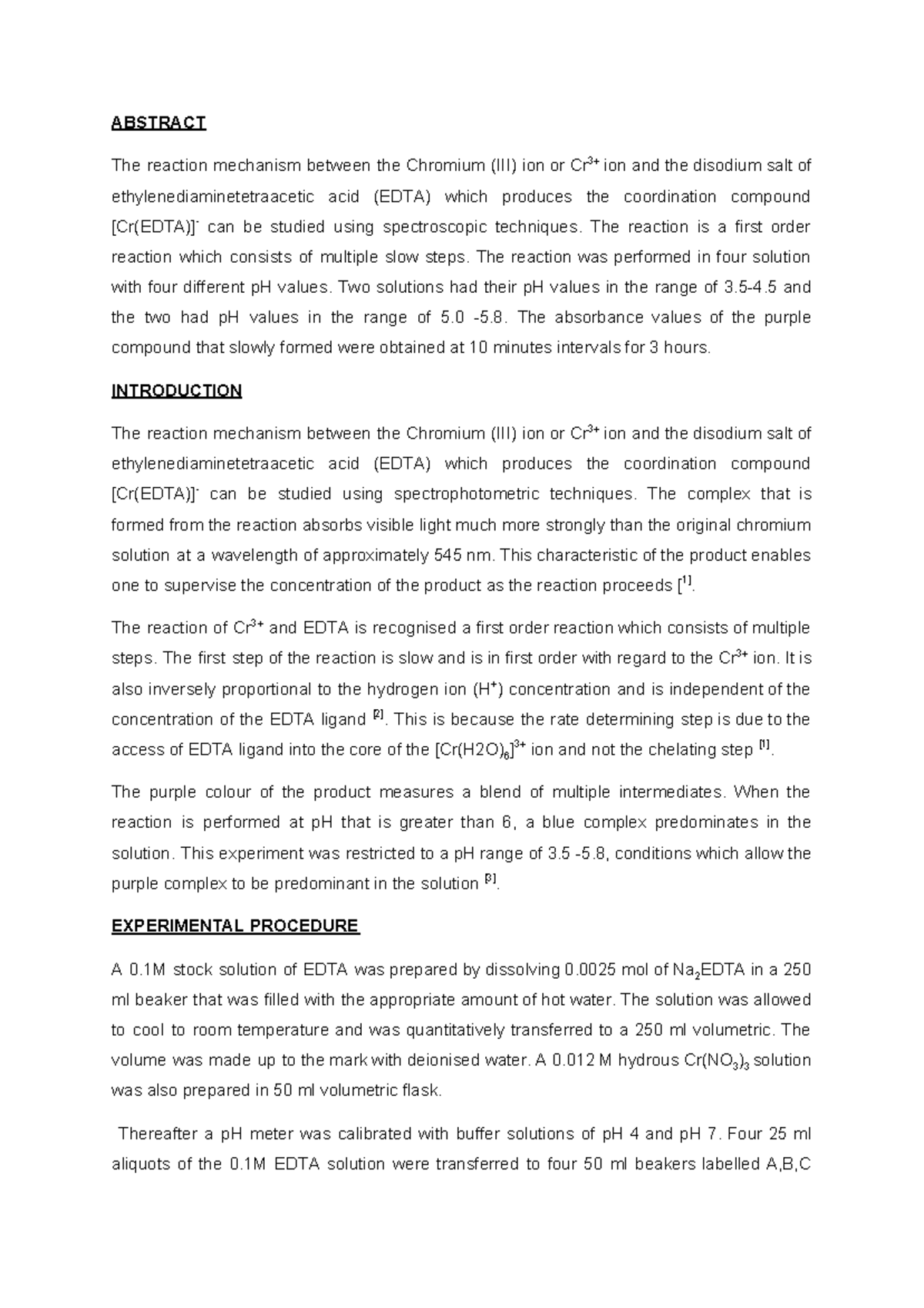 Reaction mechanism between chromium and EDTA - ABSTRACT The reaction ...
