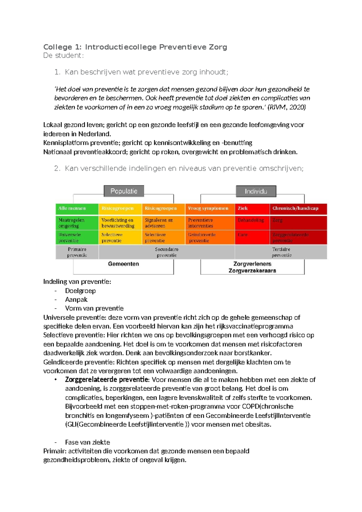 College 1; introductiecollege preventieve zorg - College 1 ...