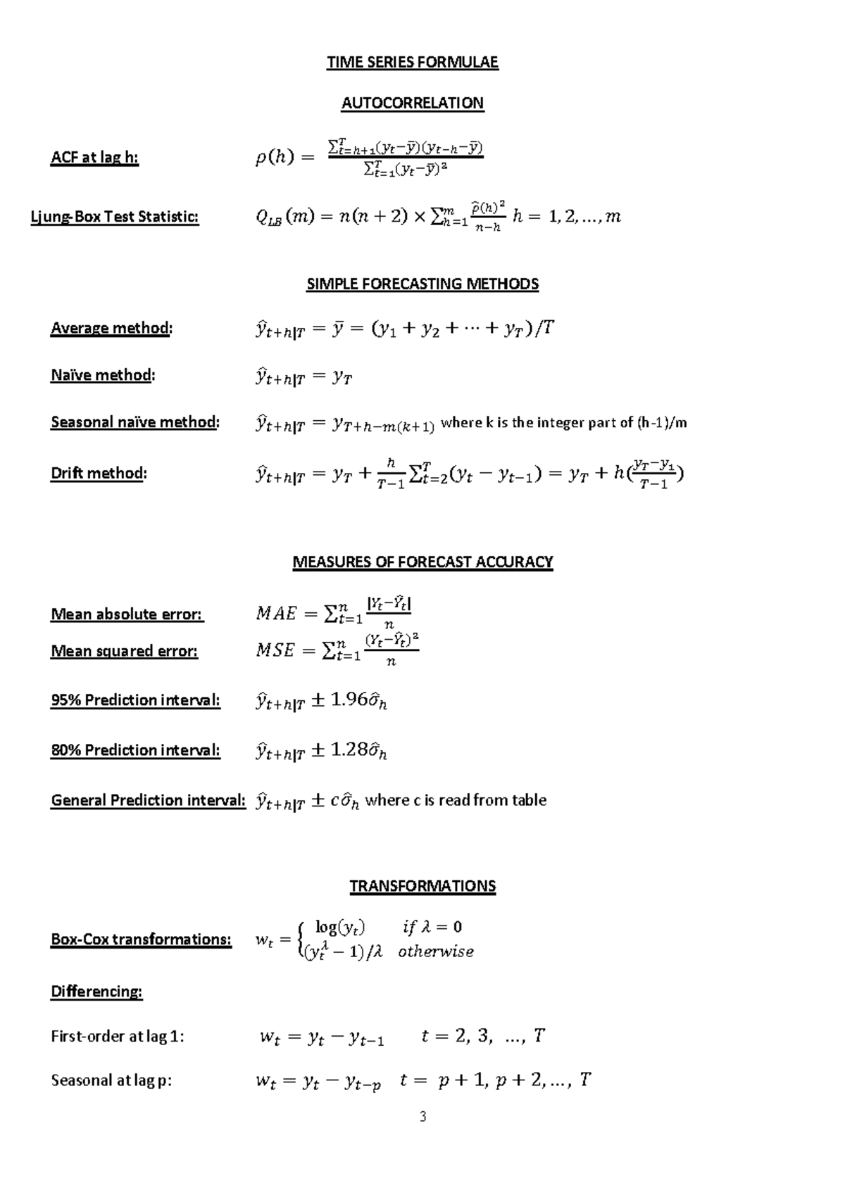 Formulae For Time Series - TIME SERIES FORMULAE AUTOCORRELATION ACF at ...